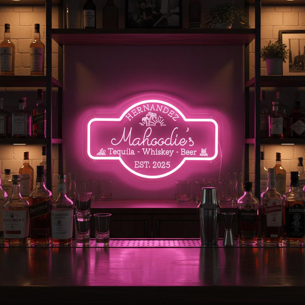 Custom Bar Led Wall Sign Neon, Personalised Home Bar Party Decor, Beer ...