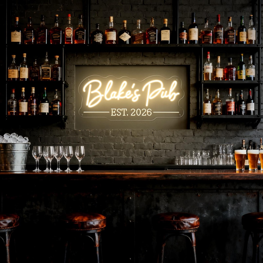 Custom Bar Led Wall Sign Neon, Personalised Home Bar Party Decor, Beer ...