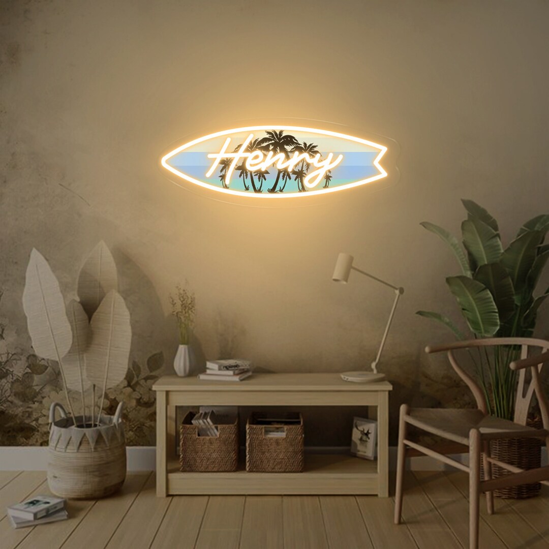 Custom Name Surfboard Neon Sign, Personalized Surf Sign,surf Club Decor ...