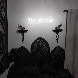 Unwelcome Bat Neon Sign, Funny Gothic Home Decor, Dark Room Decor Sign ...