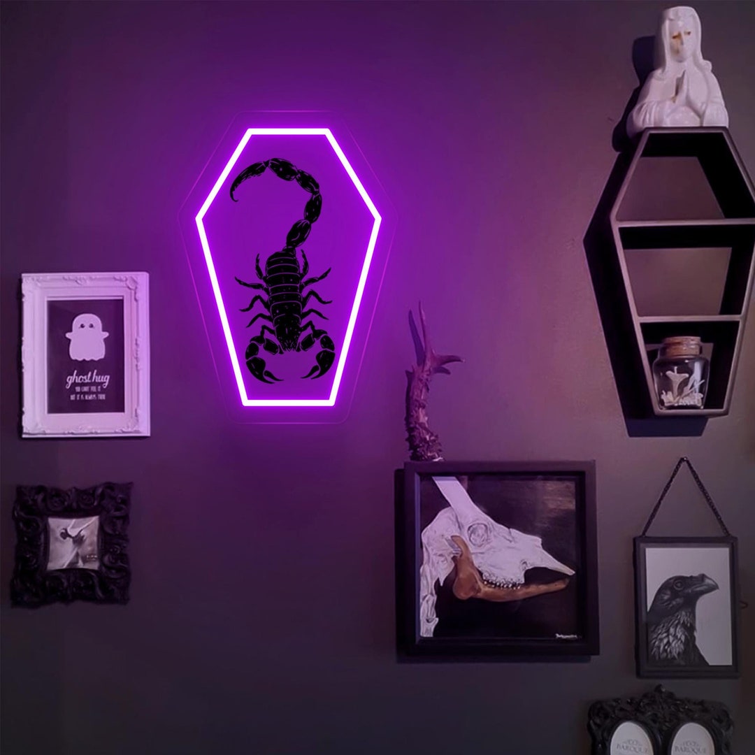 Scorpio Neon Sign,gothic Neon Sign,dark Wall Art,scorpion Coffin Sign ...