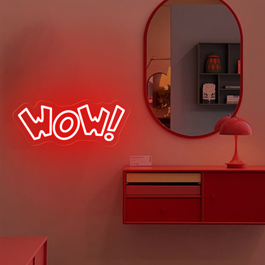 Wow Neon Sign, Party Neon Sign, Surprise Gift Ideas, Excited Sign, Game ...