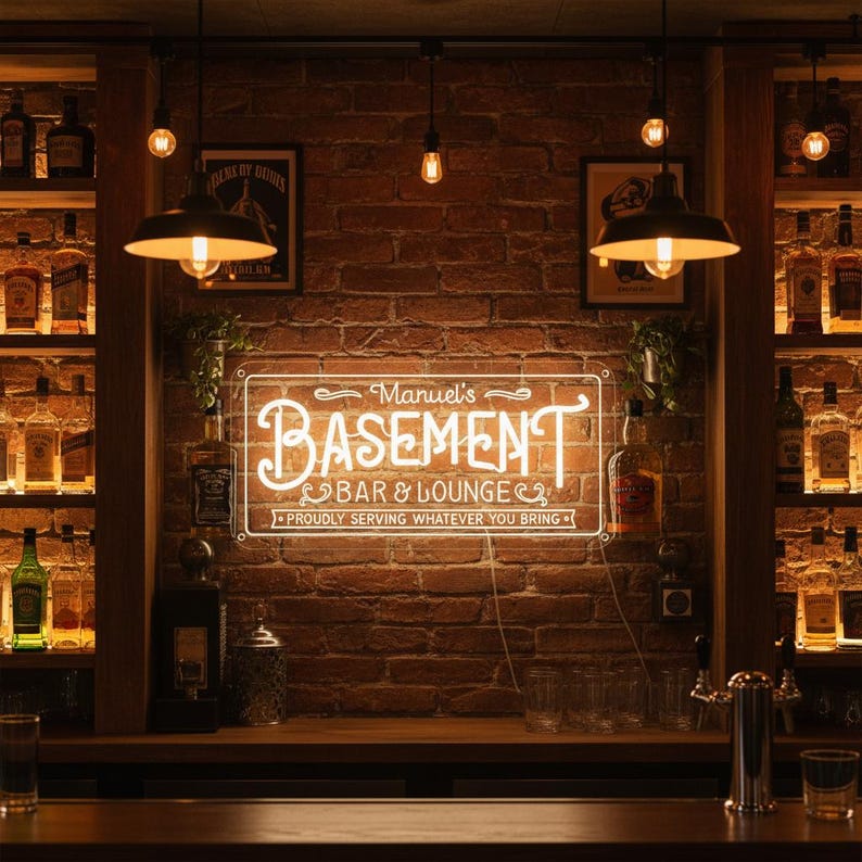 Personalized Basement Bar Neon Sign,father's Day Gifts for Him,home Bar ...