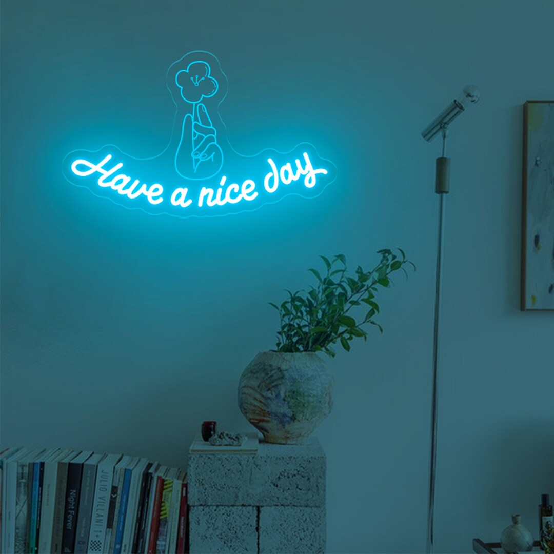 Have A Nice Day Neon Sign, Smiley Face Flower Hippie Wall Art ...