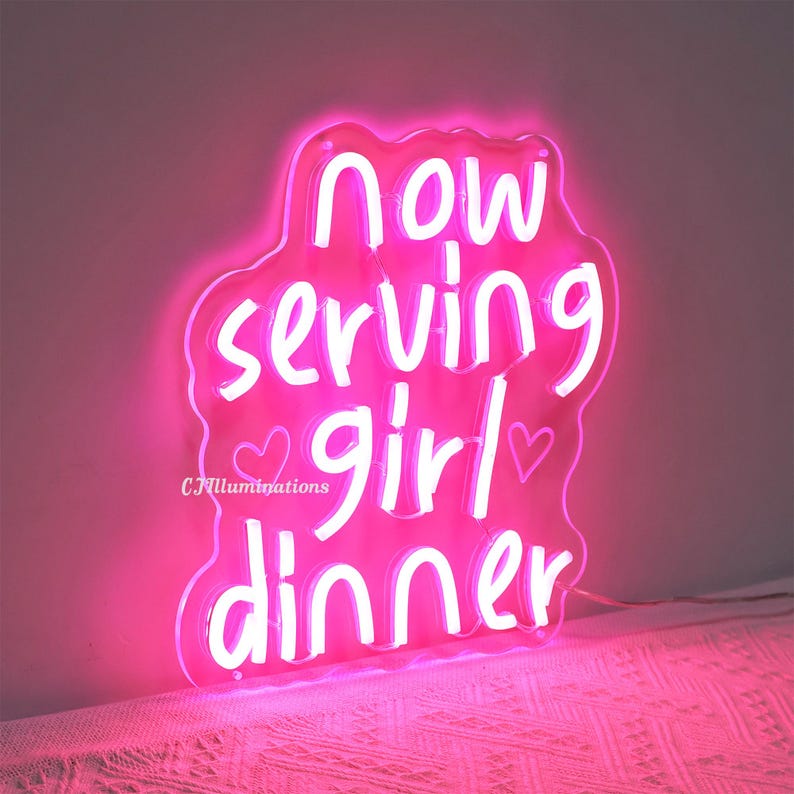 Now Serving Girl Dinner Neon Sign, Girl Dinner Led Neon Light, Cute ...