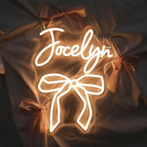 Custom Bow Name Neon Sign ,girly Room Decor, Personalized Bow Name ...