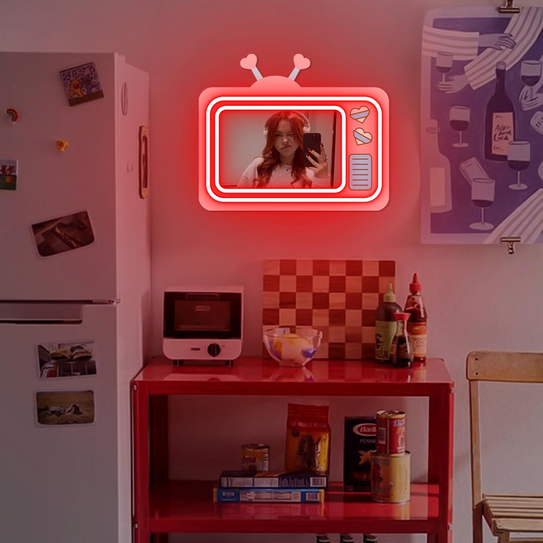 I'm on the Telly Mirror Neon Sign, Mirror Decor Sign, Girls Room Decor ...