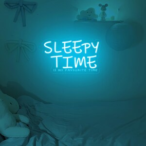 Sleepy Time Neon Sign, Above Bed Bedroom Art, Funny Bedroom Decor ...