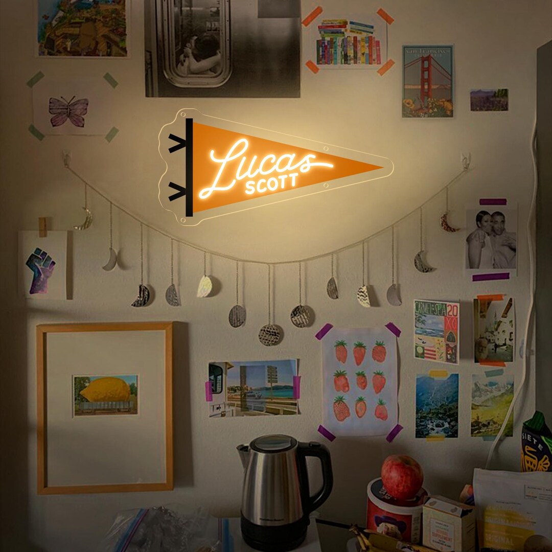 Personalized Name Pennant Neon Sign, Custom Dorm Decor, Dorm Room ...