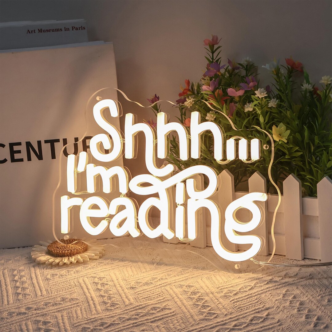 Shhh I'm Reading Neon Sign,book Wall Sign Decor,reading Wall Hanging ...