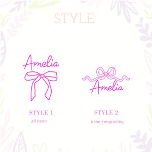 Custom Bow Name Neon Sign ,girly Room Decor, Personalized Bow Name ...