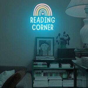 Reading Corner Neon Sign,book Wall Decor,reading Rainbow Hanging Sign ...