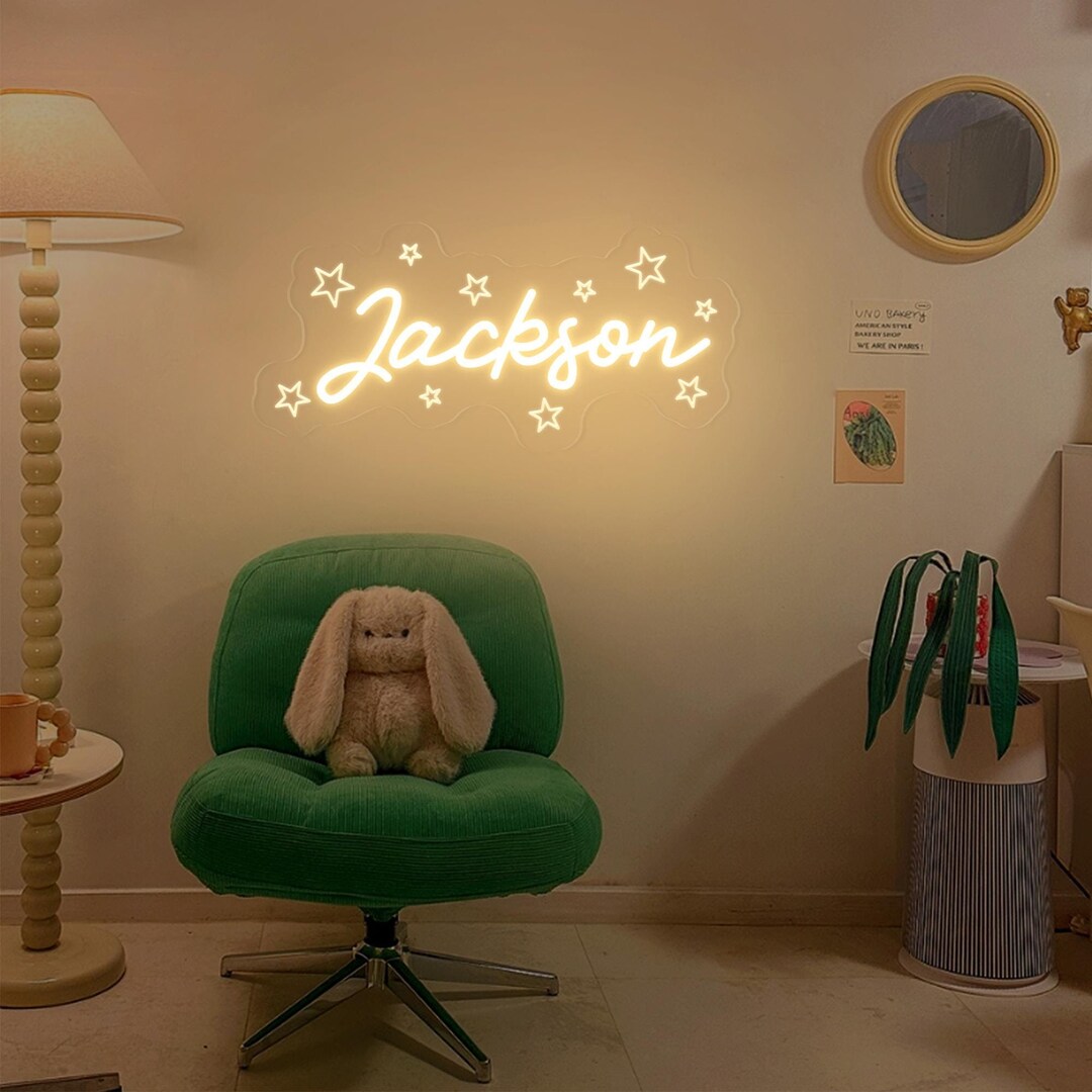 Custom Star Heart Shape Name Sign, Personalised Name Sign, Girl Boy ...