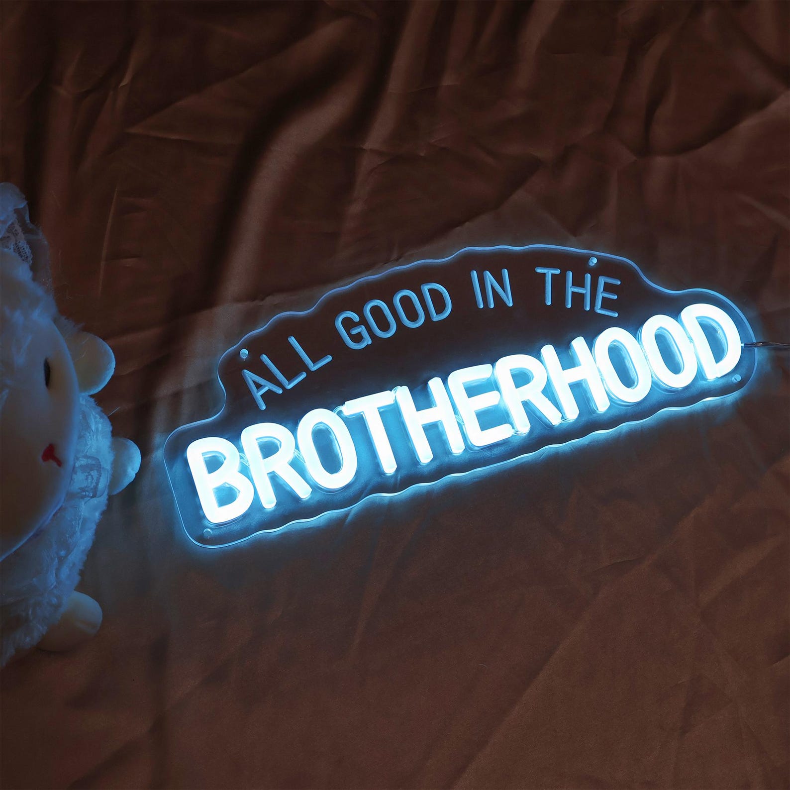 All Good in the Brotherhood Neon Sign, Kids Room Wall Art, Playroom ...