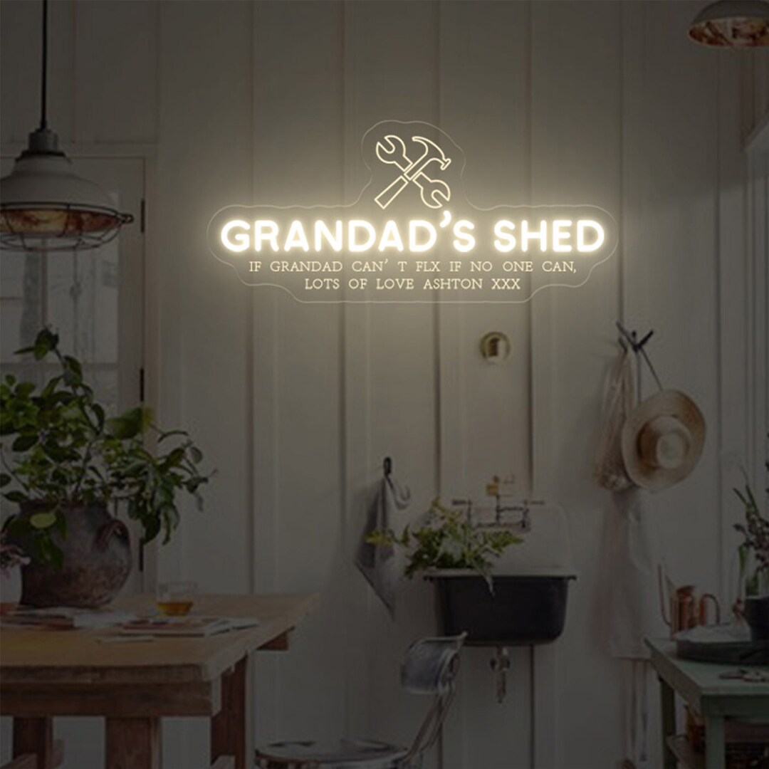 Custom Shed Outdoor Neon Sign, Personalized Shed Sign, Grandads Shed ...