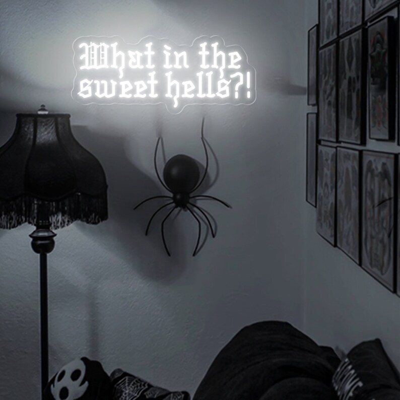 What in the Sweet Hell Neon Sign, Gothic Neon Sign,dark Wall Art,witchy ...