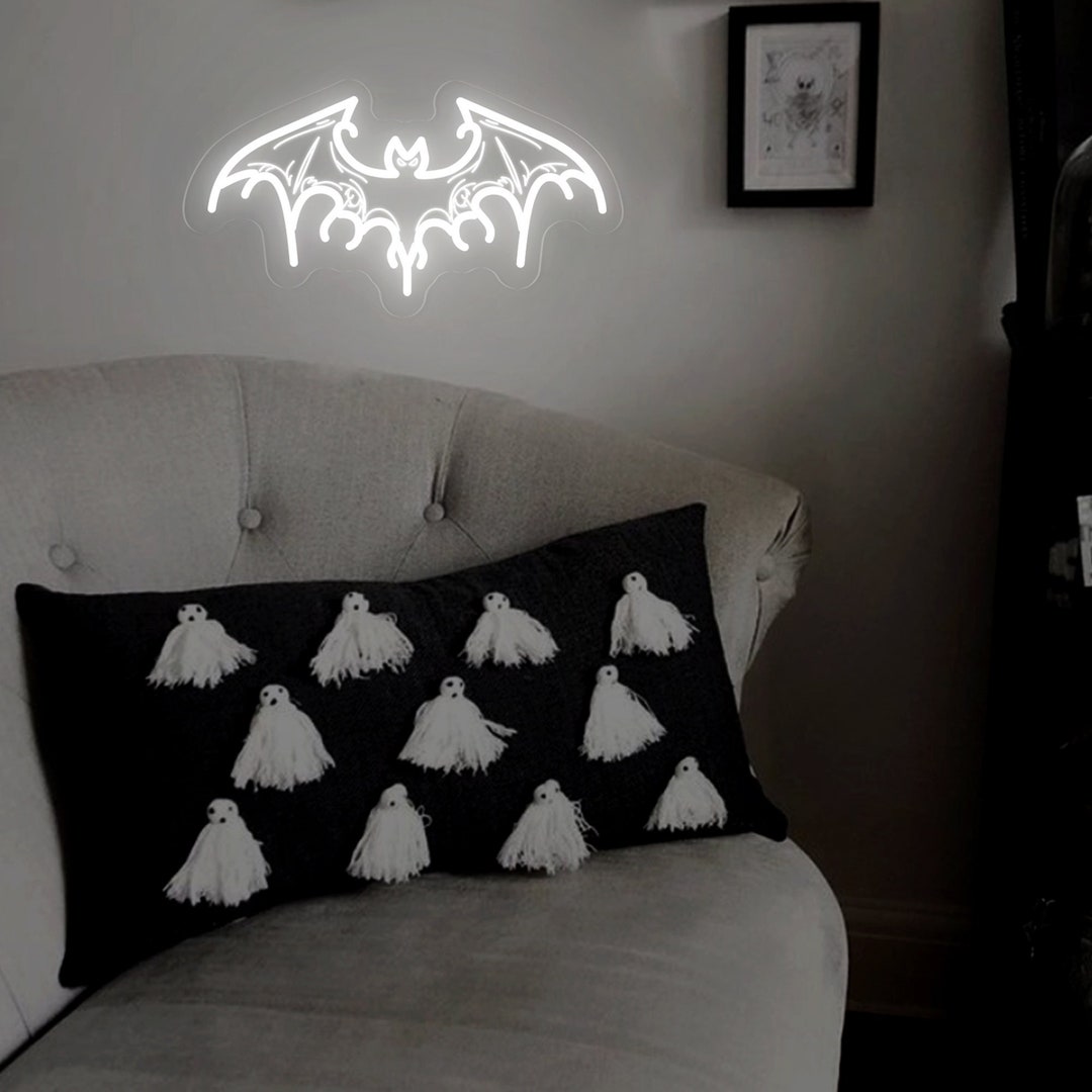 Majestic Bat Neon Sign, Giant Bat Wall Decor, Victorian Gothic Room ...