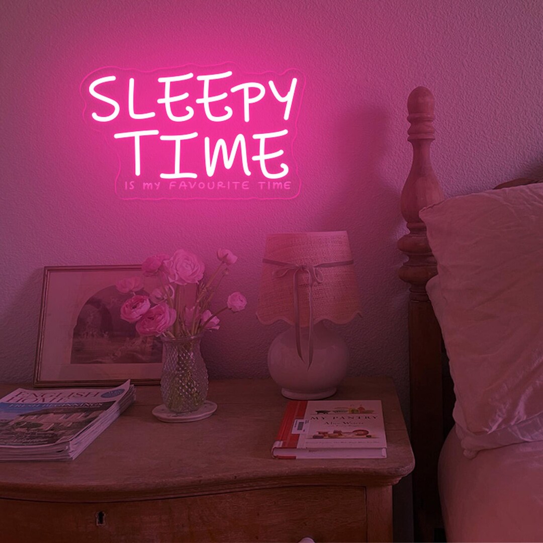 Sleepy Time Neon Sign, Above Bed Bedroom Art, Funny Bedroom Decor ...