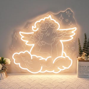 Cherub Neon Sign, Cherub Wall Decor Sign, Angel Neon Sign, Little Angel ...