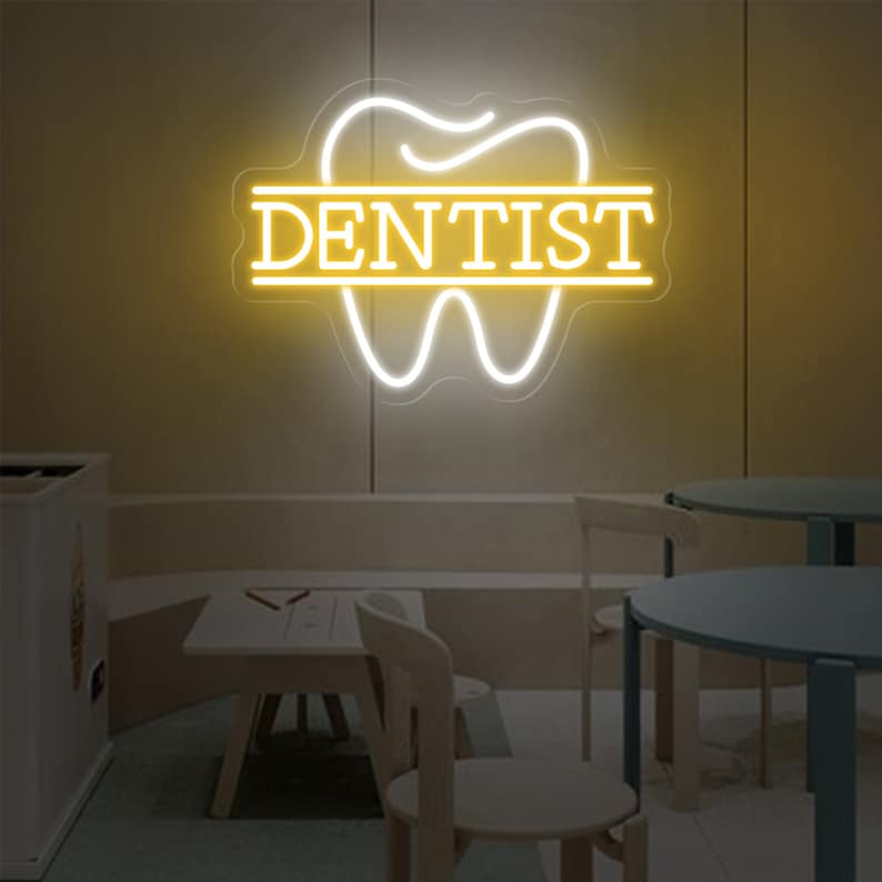 Tooth Dentist Neon Sign, Tooth Neon Lights, Custom Dental Office Wall ...
