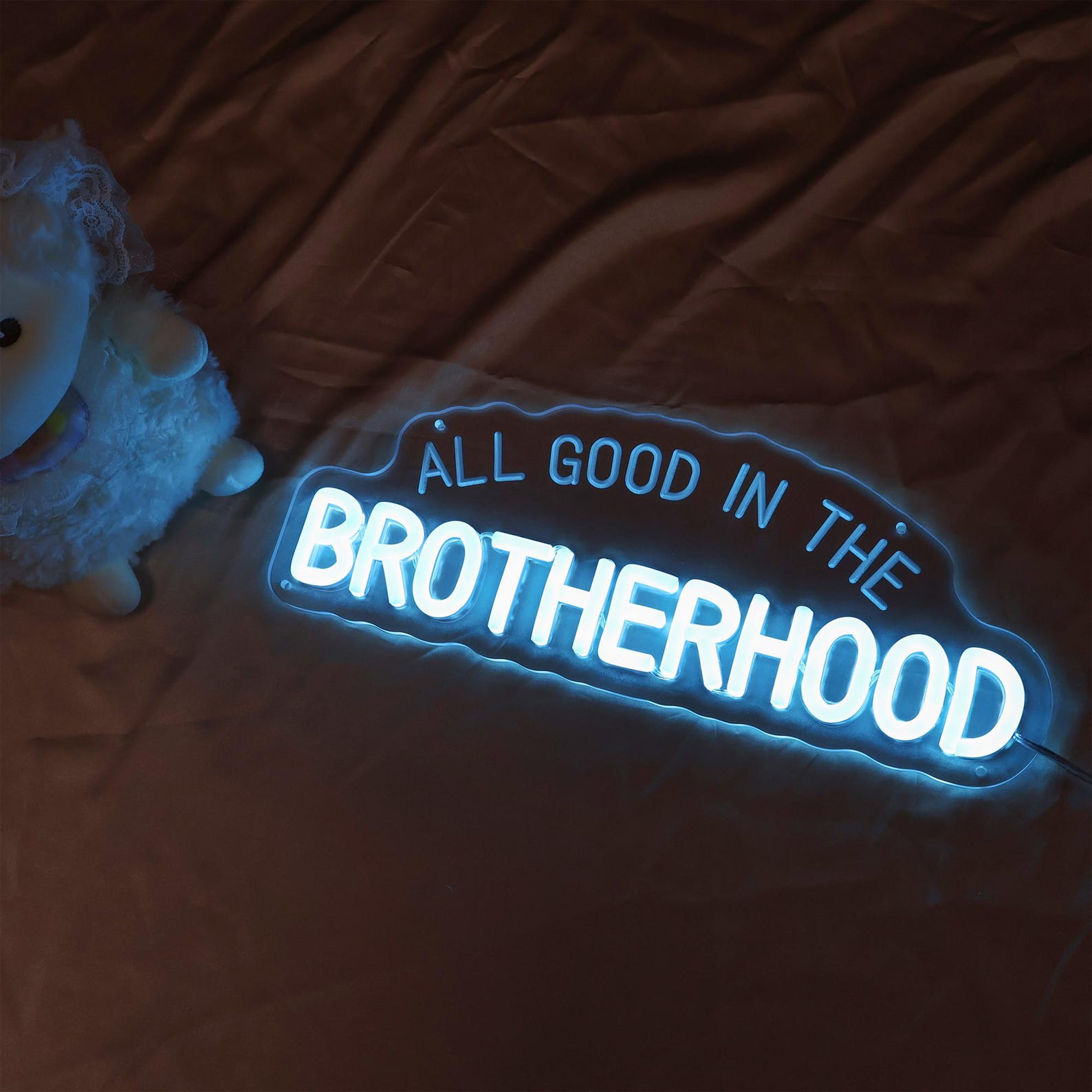 All Good in the Brotherhood Neon Sign, Kids Room Wall Art, Playroom ...