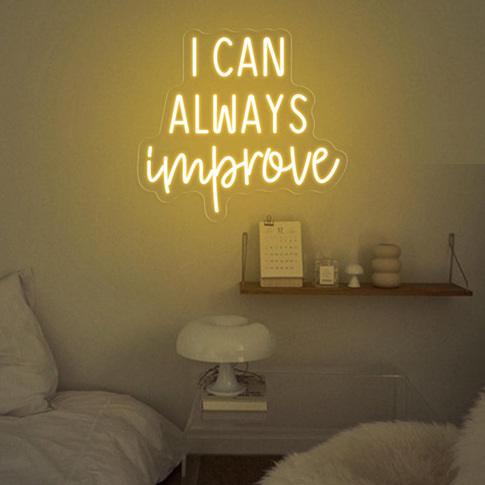 I Can Always Improve Neon Sign, Positive Affirmation Wall Art, Office ...