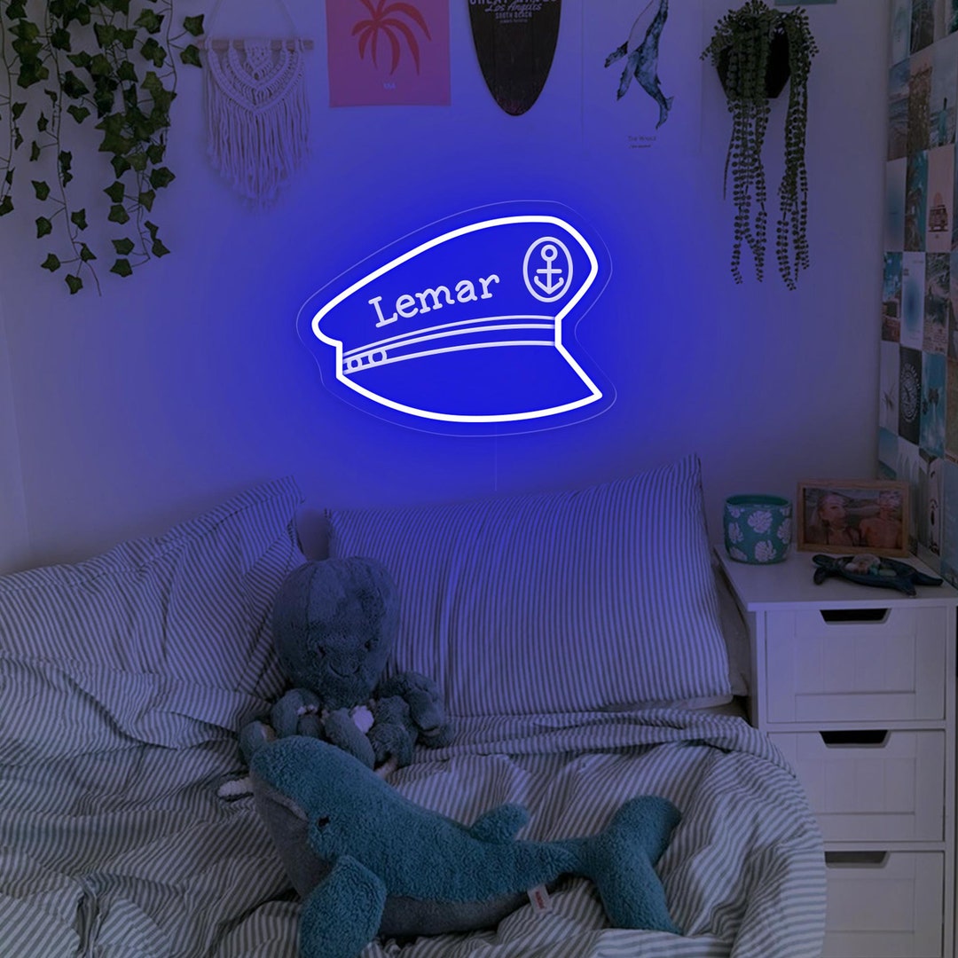 Custom Name Nautical Captain's Hat Neon Sign,captain Hat Decor Sign ...