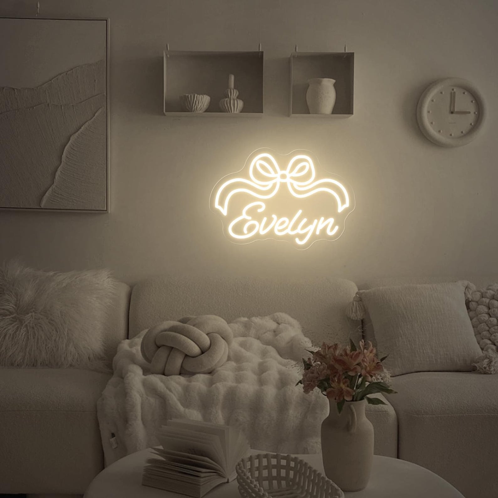 Personalized Name Bow Neon Sign,custom Name Art,custom Bow Name Decor ...