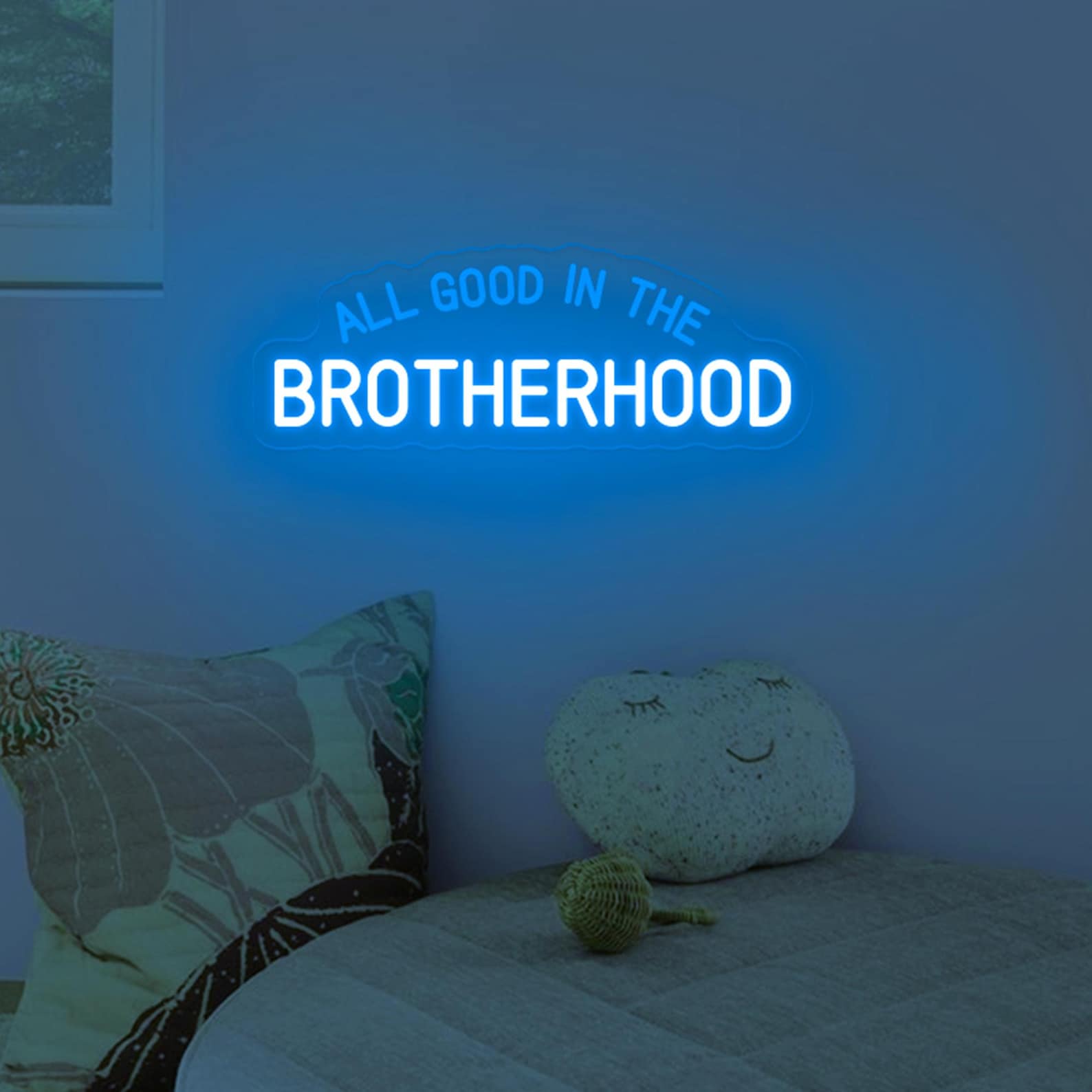 All Good in the Brotherhood Neon Sign, Kids Room Wall Art, Playroom ...