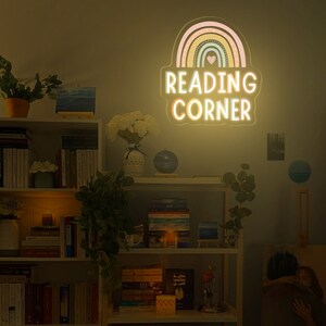 Reading Corner Neon Sign,book Wall Decor,reading Rainbow Hanging Sign ...