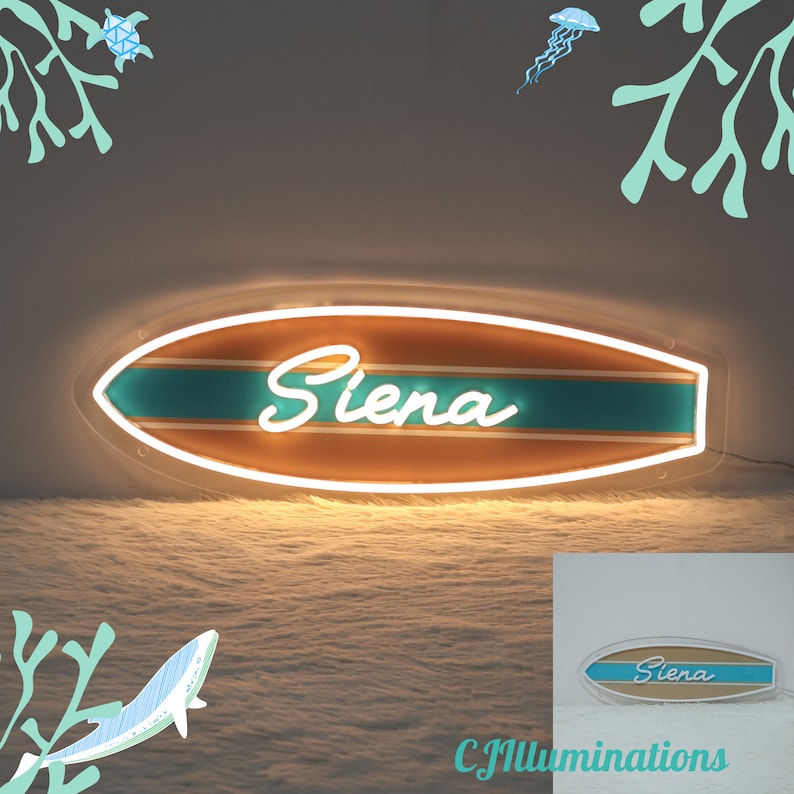 Custom Name Surfboard Neon Sign, Personalized Surf Sign,surf Club Decor ...
