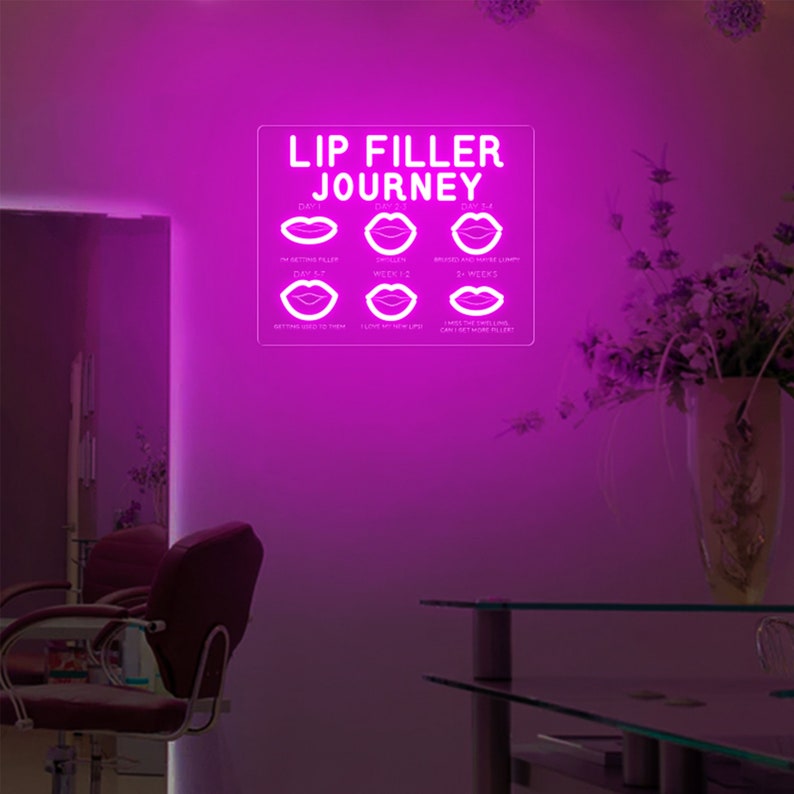 Lip Filler Journey Neon Sign,lip Stage of Healing Decor Sign,lip Filler ...