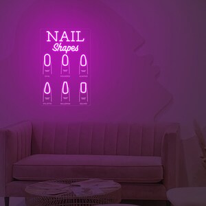 Nail Shape Neon Sign, Aesthetics Salon Neon Sign, Nail Care Wall Art ...
