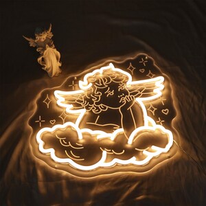 Cherub Neon Sign, Cherub Wall Decor Sign, Angel Neon Sign, Little Angel ...