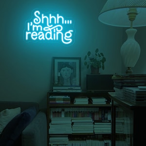 Shhh I'm Reading Neon Sign,book Wall Sign Decor,reading Wall Hanging ...