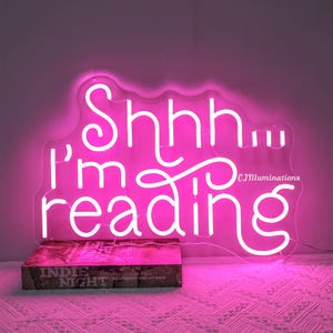 Shhh I'm Reading Neon Sign,book Wall Sign Decor,reading Wall Hanging ...