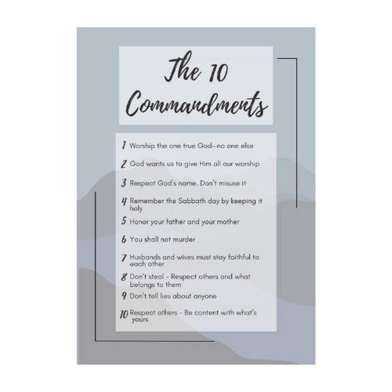 Ten Commandments Kids Ministry Poster W/ Blue Colors Sunday School ...