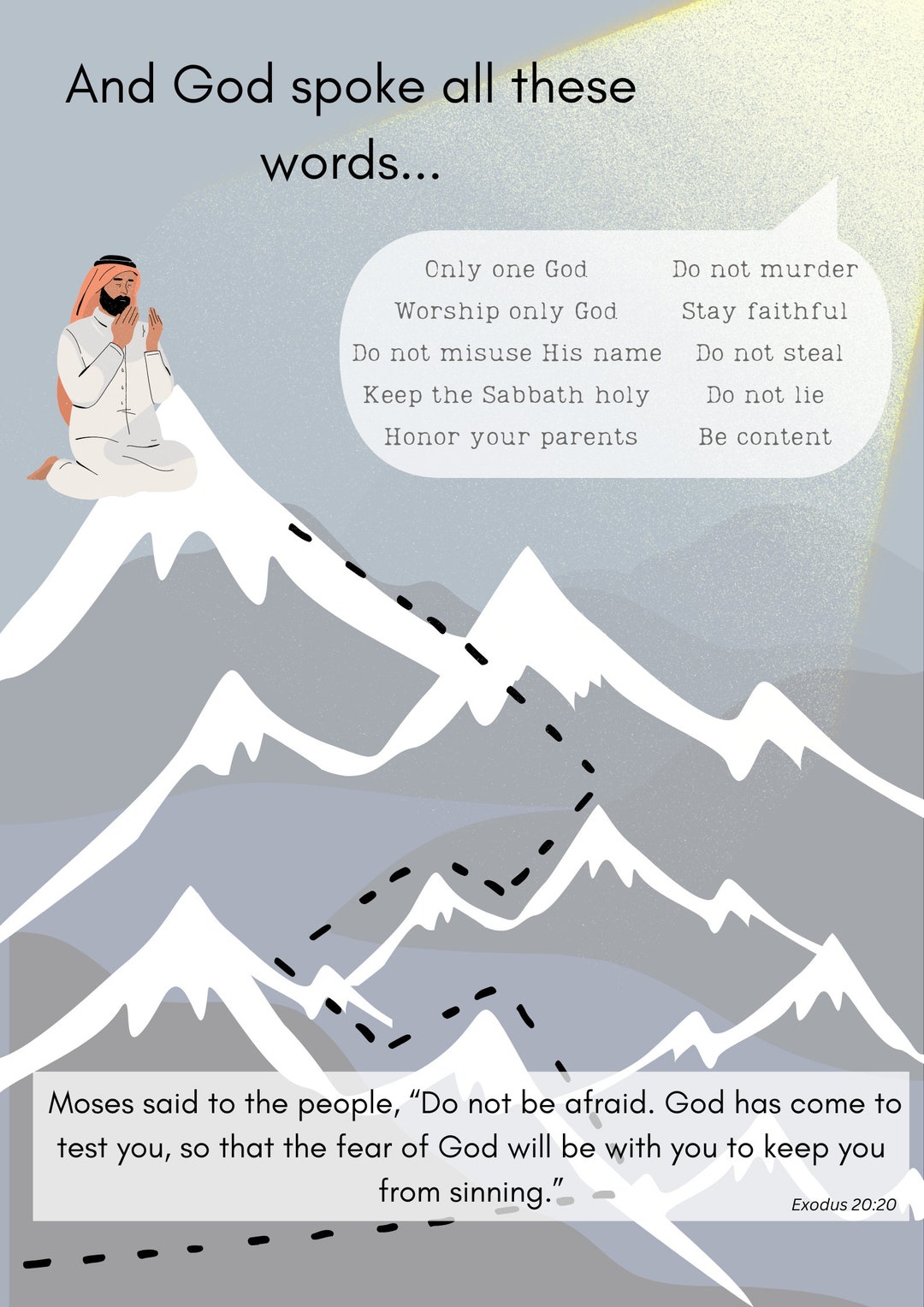 Ten Commandments Visual Kids Ministry Poster W/ Blue Colors, Sunday ...