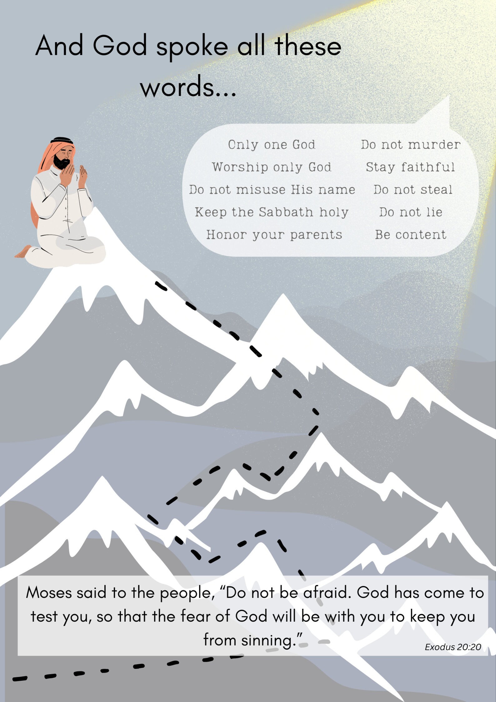 Ten Commandments Visual Kids Ministry Poster W/ Blue Colors, Sunday ...