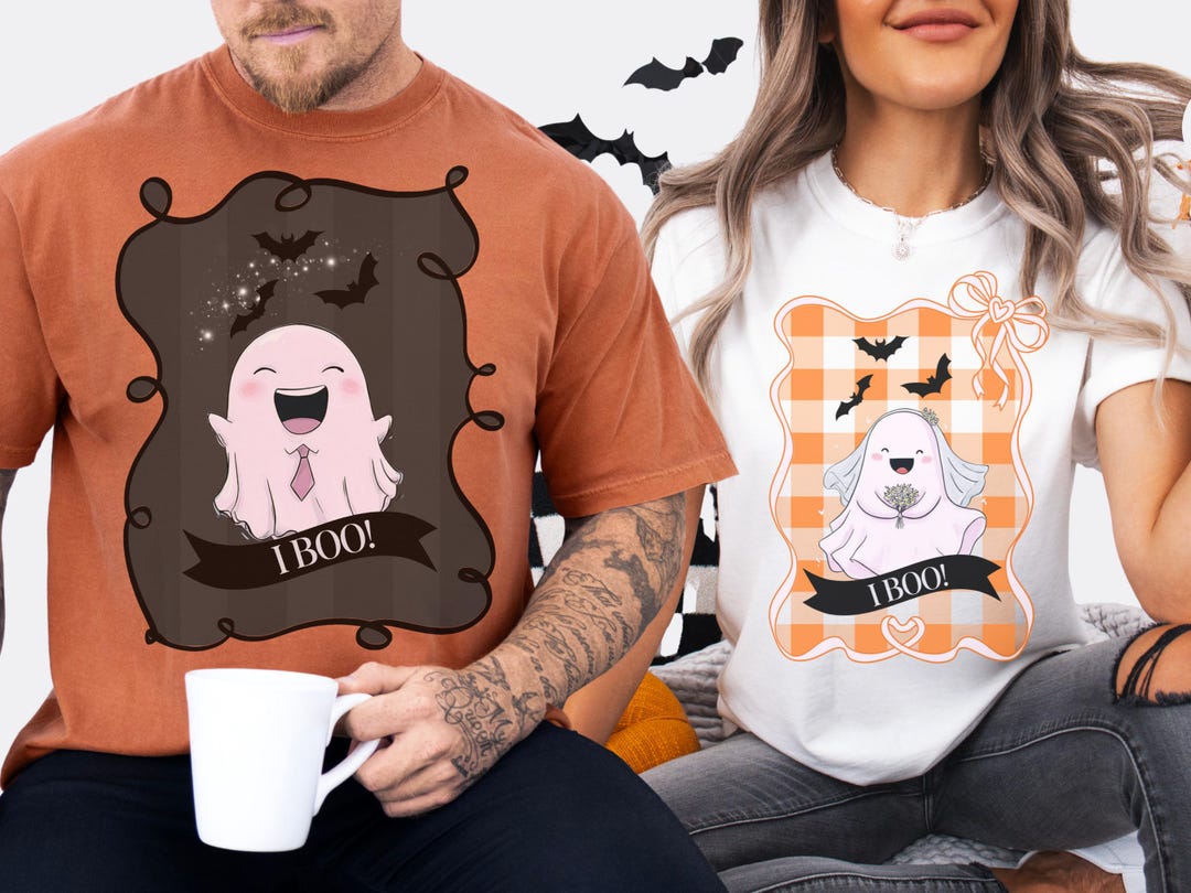 Halloween Bride & Groom Ghost Couple T-shirts: Spooky Season Matching ...