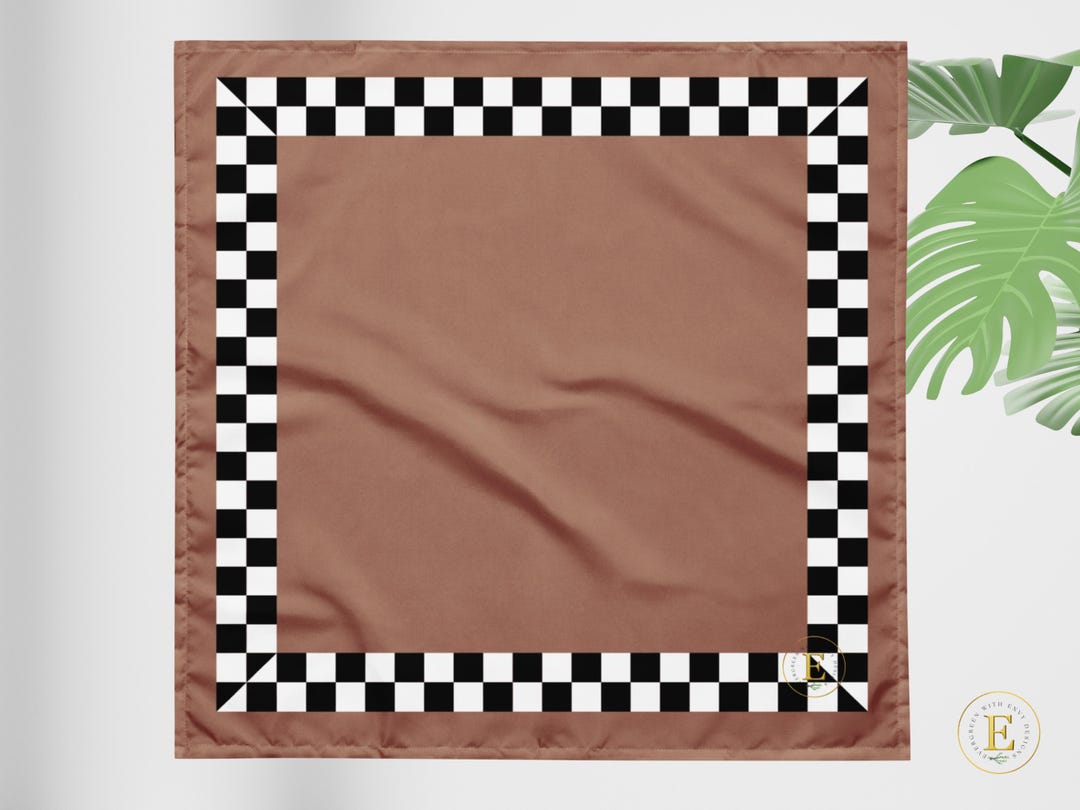 Cute Tan Fashion Bandana With Checkered Pattern, Everyday Hair ...