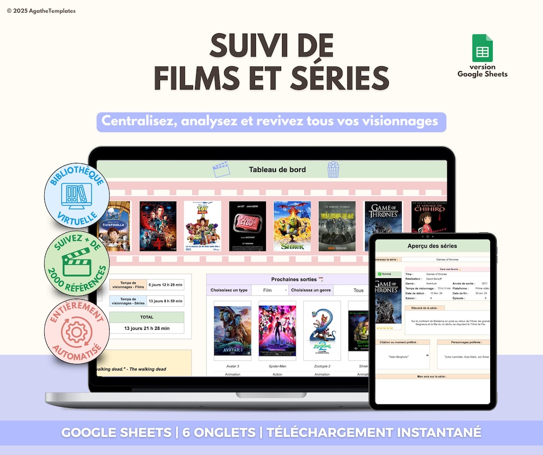 Movie and TV Tracker | Google Sheets Tracker | Virtual Library, Release ...