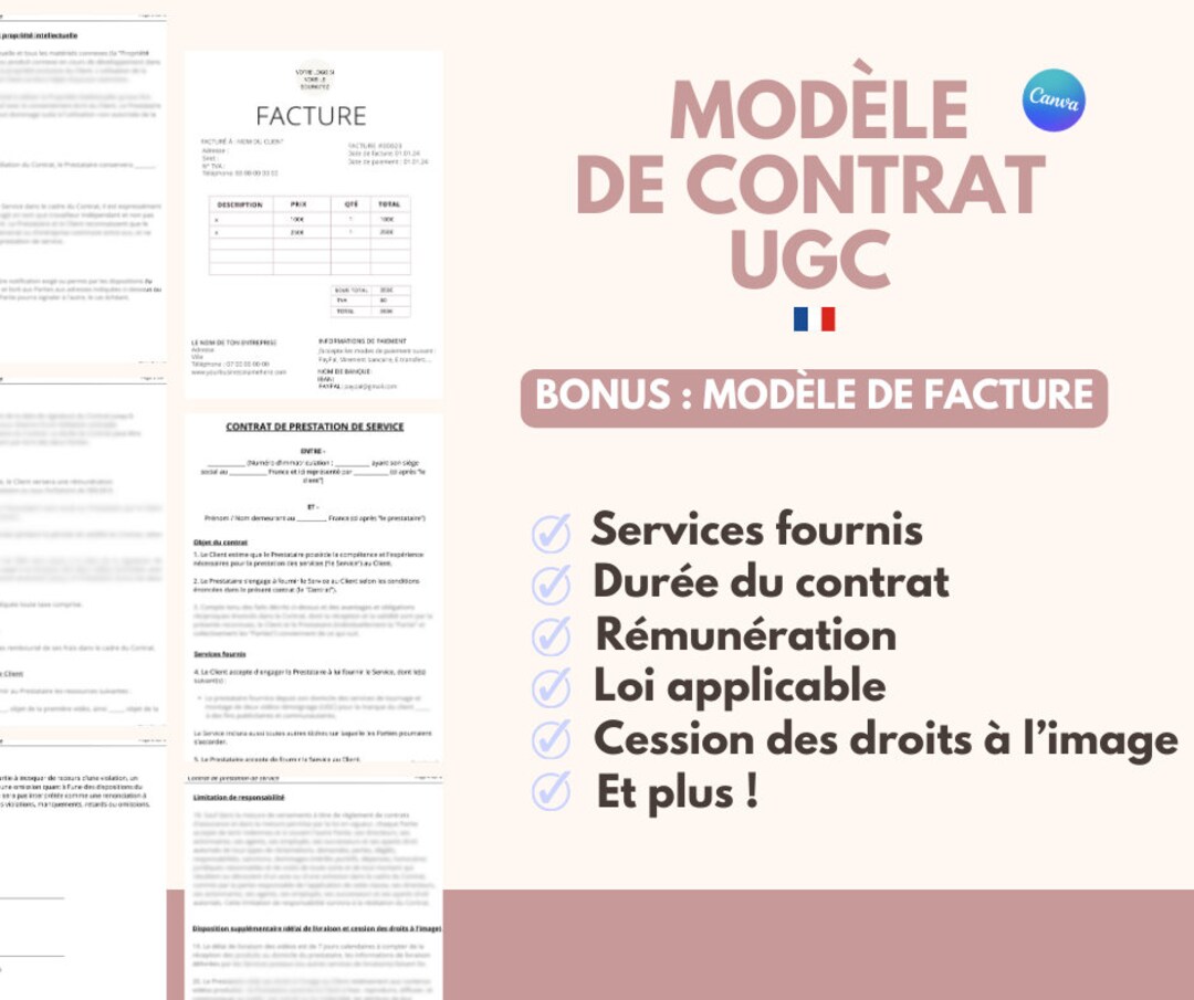 French UGC Contract Template French Contract French Influencer UGC ...