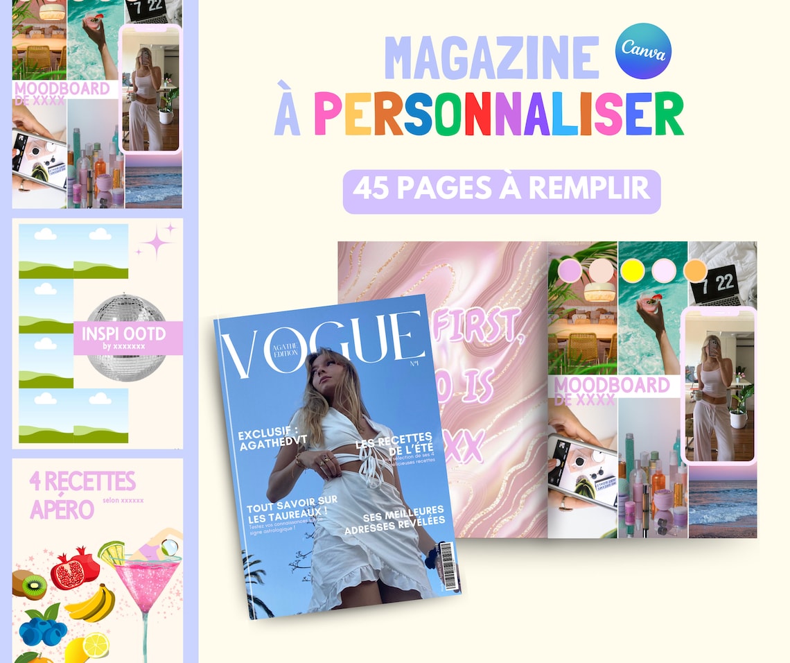 Modèle de Magazine à personnaliser dans Canva pour ses amis, bestie ...