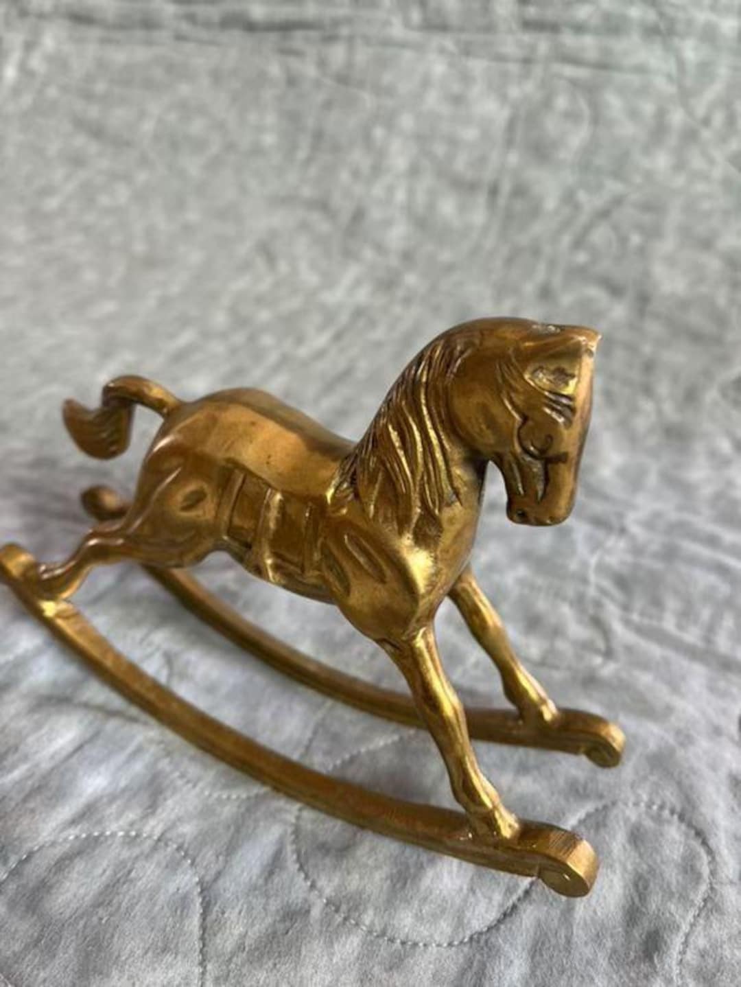 Vintage Brass Rocking Horse Figurine - Etsy