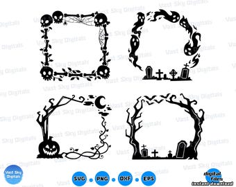 Halloween Frame SVG Bundle, Svg, Png, Dxf, Eps, Halloween Frame Clipart ...