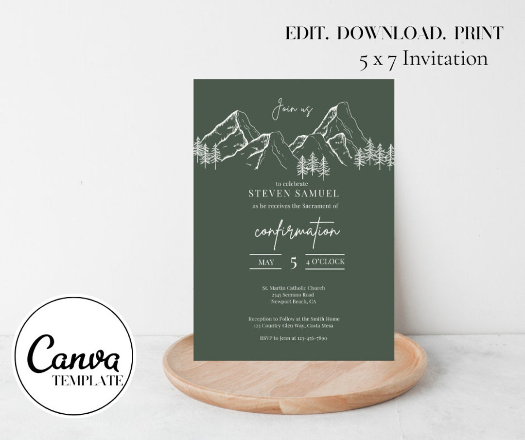 Simple Catholic Confirmation Invitation: DIY Canva Template - Etsy