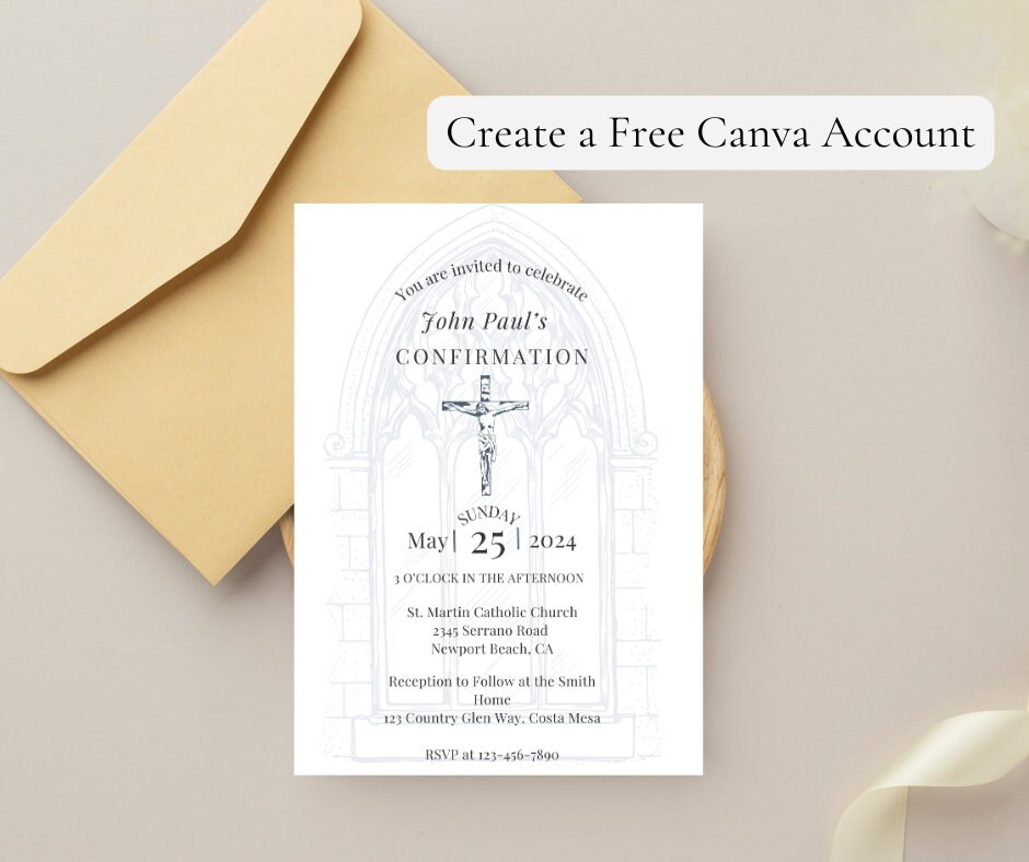 Confirmation Invitation, Canva Template, Boy Catholic Confirmation ...