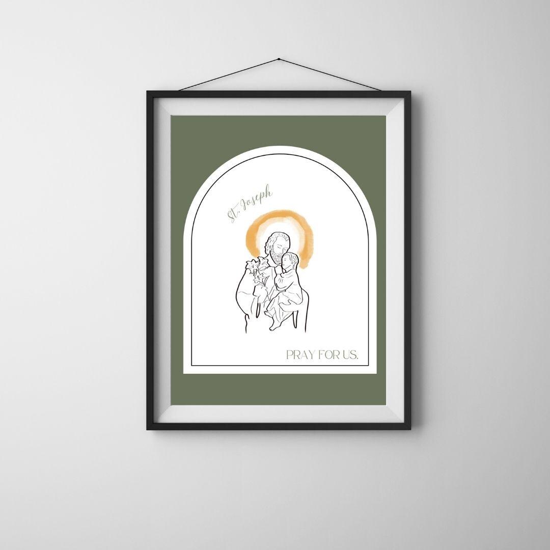 St. Joseph Print, Catholic Saint Printable Art, Catholic Quote Digital ...