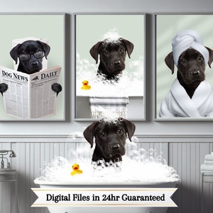 Custom Pet Portraits, Dog in Toilet, Pet in Bathtub, Custom Bathroom ...